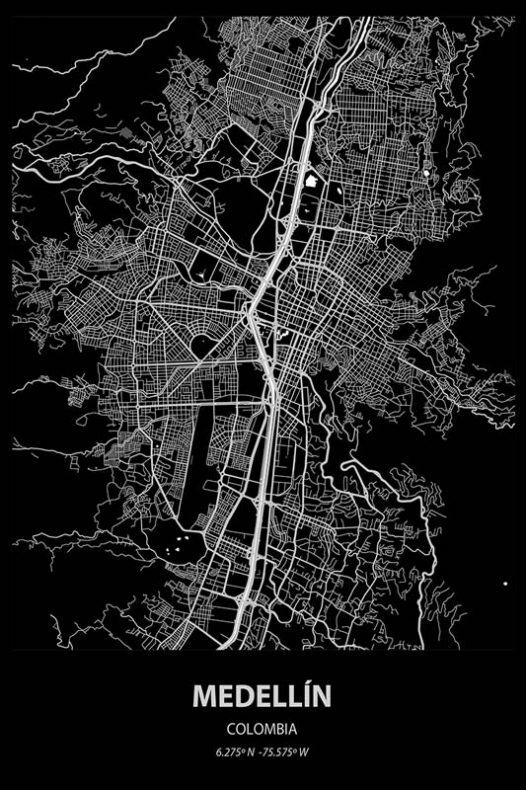 Cuadro Mapa de Medellín | BAÚL VINTAGE POSTERS