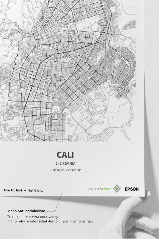 Cuadro Mapa de Cali | Blanco | BAÚL VINTAGE POSTERS