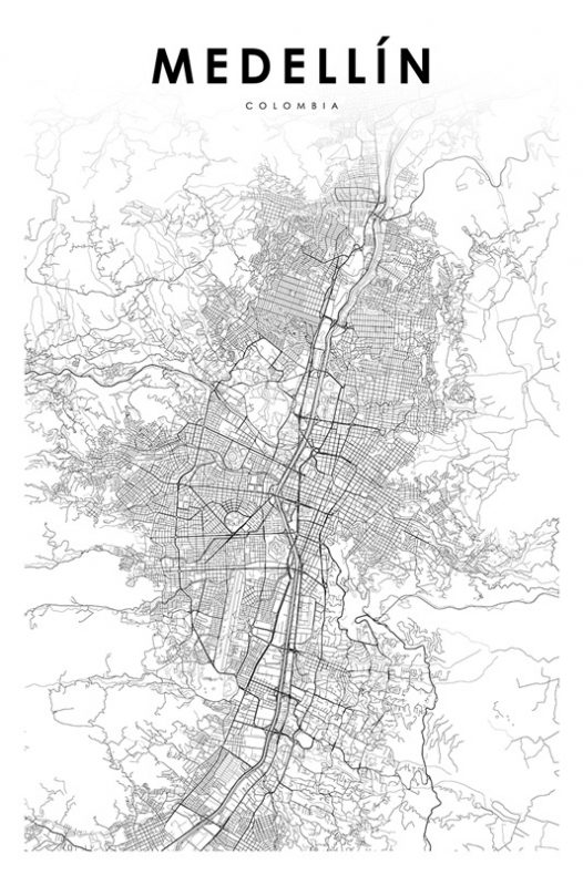 Cuadro Mapa de Medellín | Blanco | BAÚL VINTAGE POSTERS