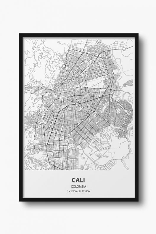 Cuadro Mapa de Cali | Blanco | BAÚL VINTAGE POSTERS