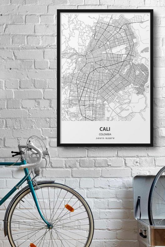 Cuadro Mapa de Cali | Blanco | BAÚL VINTAGE POSTERS
