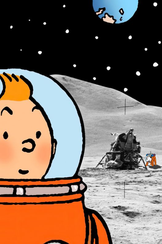 Cuadro Poster Tintín Y Milú En La Luna N° 2