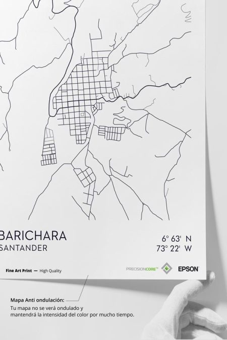 Cuadro Mapa de Barichara, Santander | BAÚL VINTAGE POSTERS