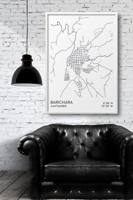 Cuadro Mapa de Barichara, Santander | BAÚL VINTAGE POSTERS