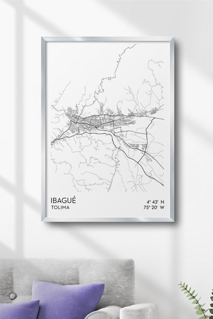Cuadro Mapa de Ibagué - Tolima | BAÚL VINTAGE POSTERS