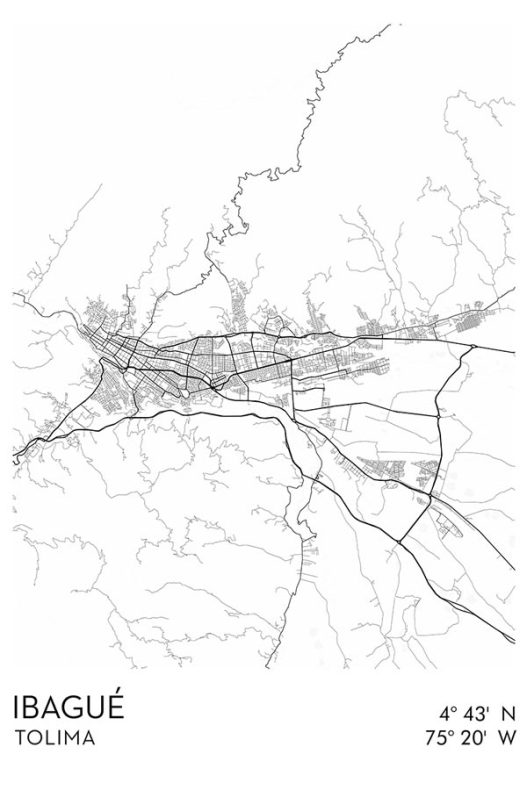 Cuadro Mapa de Ibagué - Tolima | BAÚL VINTAGE POSTERS