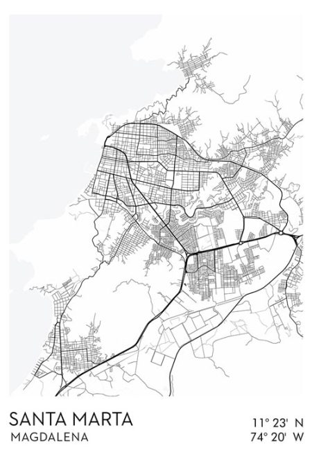 Cuadro Mapa de Santa Marta, Magdalena | BAÚL VINTAGE POSTERS