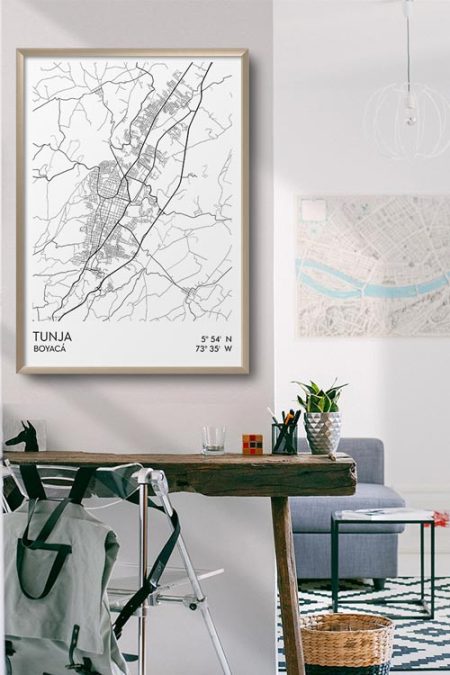 Cuadro Mapa de Tunja, Boyacá | BAÚL VINTAGE POSTERS